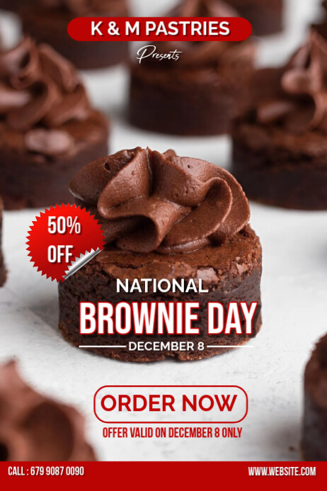Brown Professional National Brownie Day Poster Template | PosterMyWall