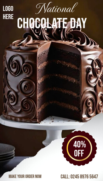 Brown Professional National Chocolate Cake Day Business Card Template ...