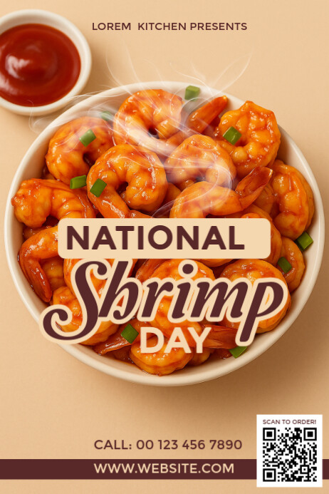 Modèle Brown Professional National Shrimp Day Poster | PosterMyWall