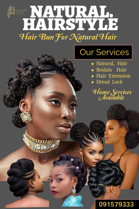 Brown Professional Natural Hair Flyer Poster Template | PosterMyWall