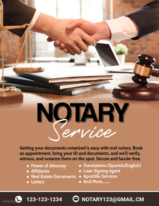 Brown Professional Notary Service Flyer (us Letter) Template | PosterMyWall