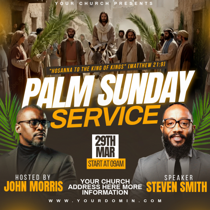 Plantilla de Brown Professional Palm Sunday Service Instagram Post ...