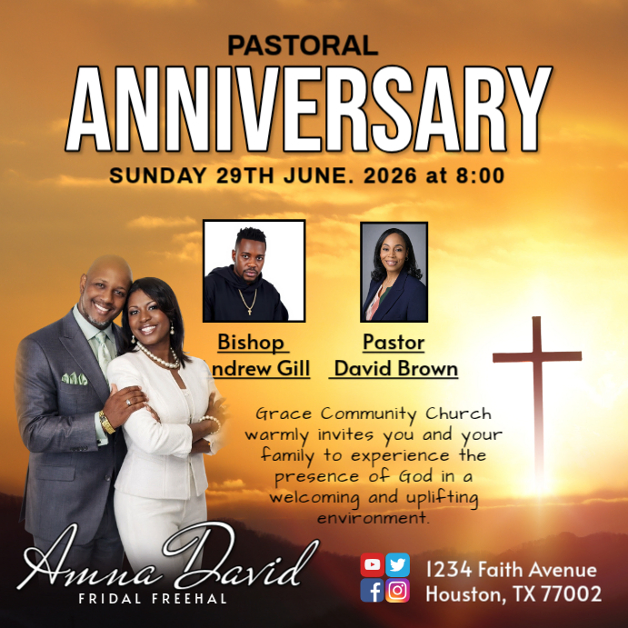 Brown Professional Pastoral Anniversary Instagram Post Template ...