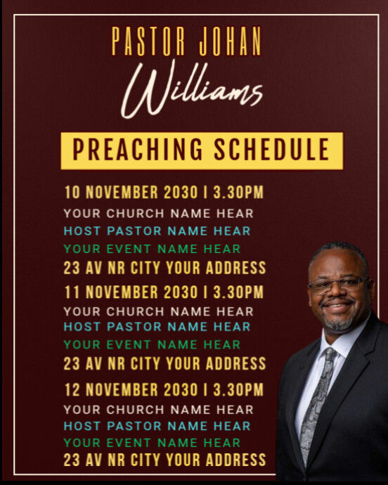 Copy of Brown Professional Preaching Schedule Instagram Portrait ...