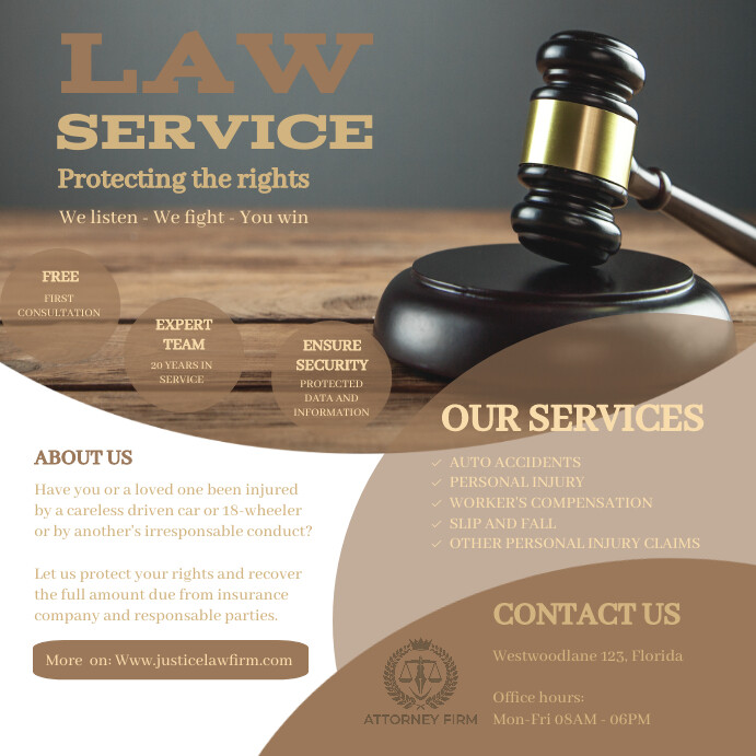 Brown Professional Professional Law Firm Post Template | PosterMyWall