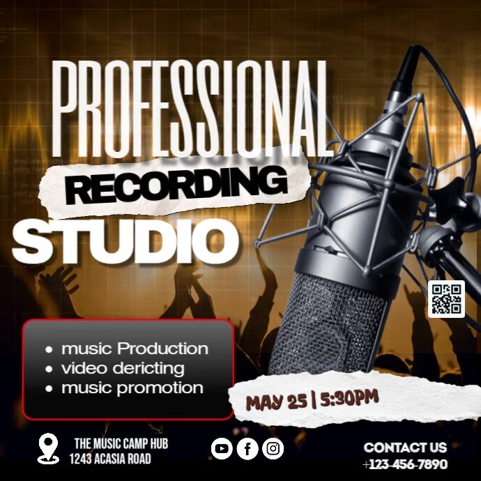 Copy of Brown Professional Professional Recording Studio Instagram Post ...