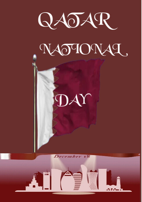 Brown Professional Qatar National Day A4 Template | PosterMyWall