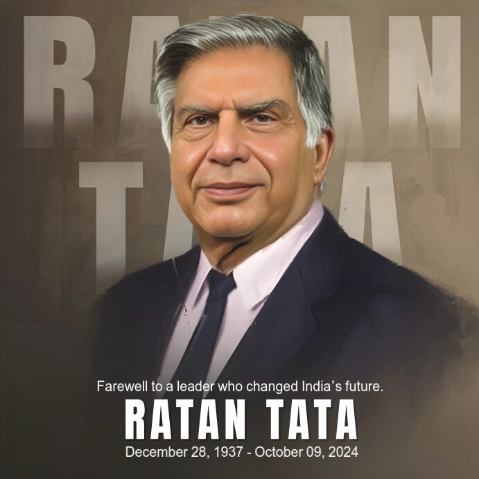Brown Professional Ratan Tata, Tata Group, Rip, Instagram Post Template ...