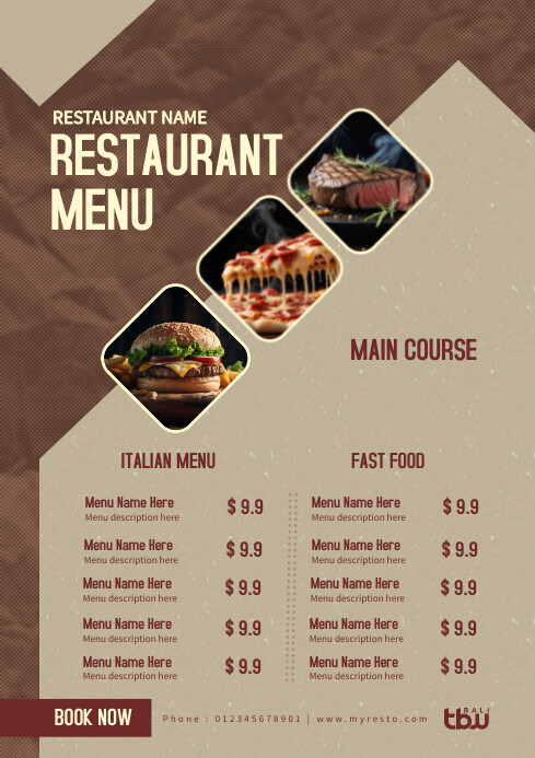 Brown Professional Restaurant Food Beverage M Template | PosterMyWall