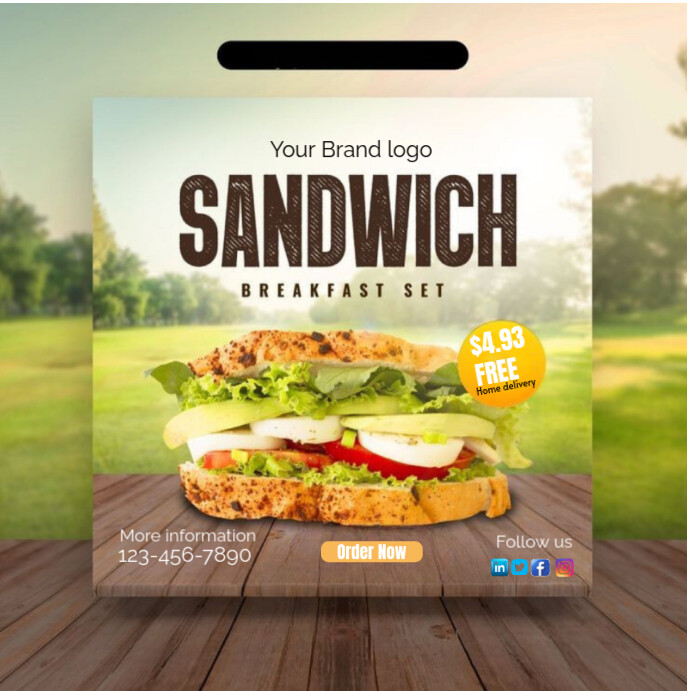 Brown Professional Sandwich Advert Flyer Instagram Post Template ...