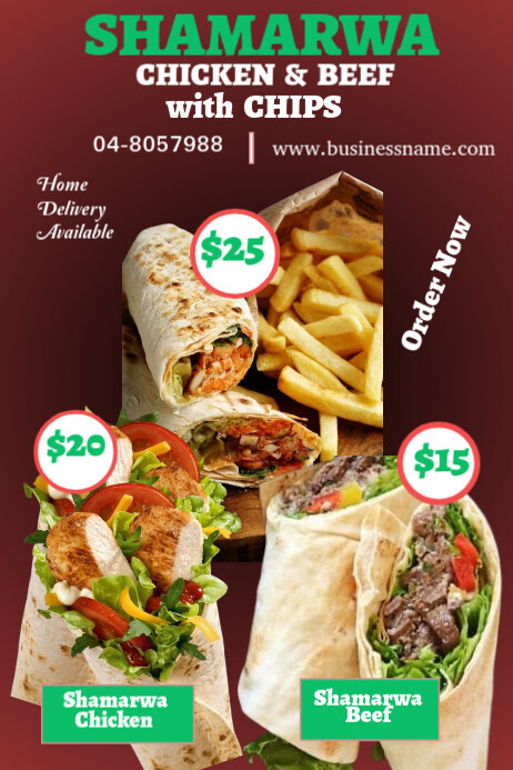 Brown Professional Shamarwa Chicken & Beef Template | PosterMyWall