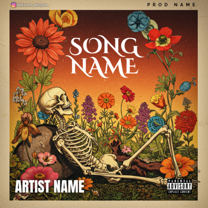 Brown Professional Skeleton Rest In Peace Old Album Cover Template ...