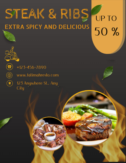 Copy of Brown Professional Steak And Ribs Menu Flyer (us Letter ...