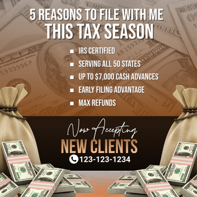 Brown Professional Tax Season Instagram Post Template | PosterMyWall