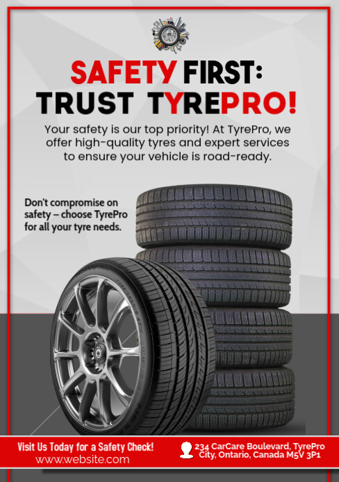 Brown Professional Tyre Ads A5 Template | PosterMyWall