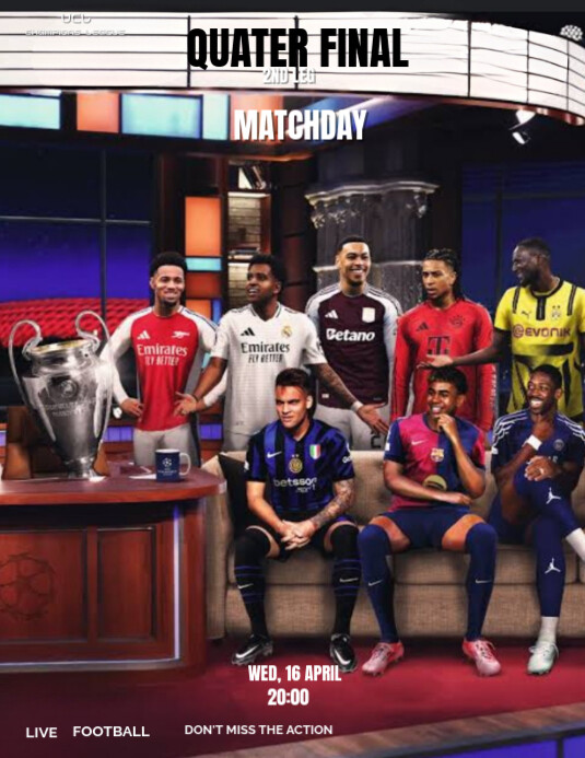 Plantilla de Brown Professional Ucl Quater-finals 2nd Leg Templates ...