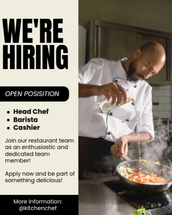 Brown Professional We Are Hiring Chef Profesional Instagram Portrait ...