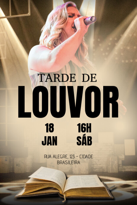 Plantilla de Brown Profissional Convite Tarde De Louvor Cartaz ...