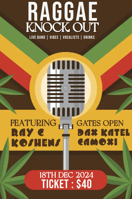 Plantilla de Brown Raggae Poster | PosterMyWall