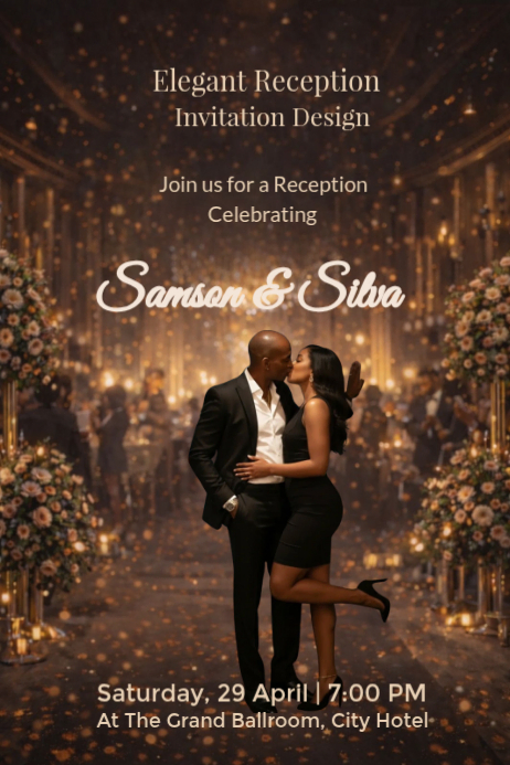 Brown Reception Invitation Poster Template | PosterMyWall