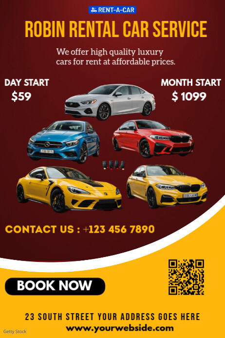 Brown Rental Car Service Poster Template | PosterMyWall