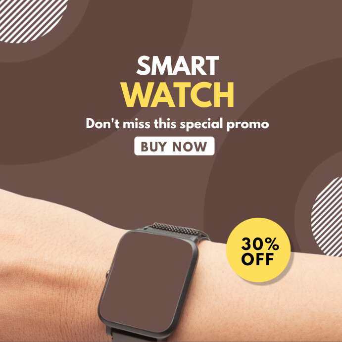 Brown Smart Watch Promo Instagram Post Template | PosterMyWall