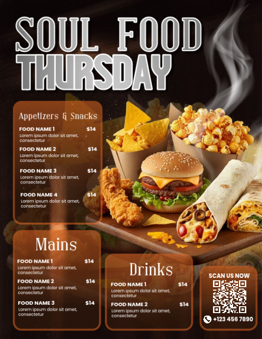 Brown Soul Food Menu Flyer Template | PosterMyWall