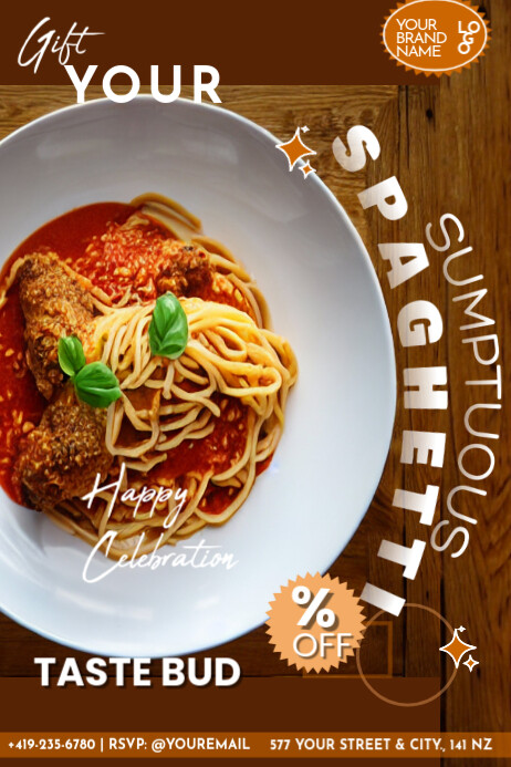 Brown Spaghetti Day Poster Template | PosterMyWall