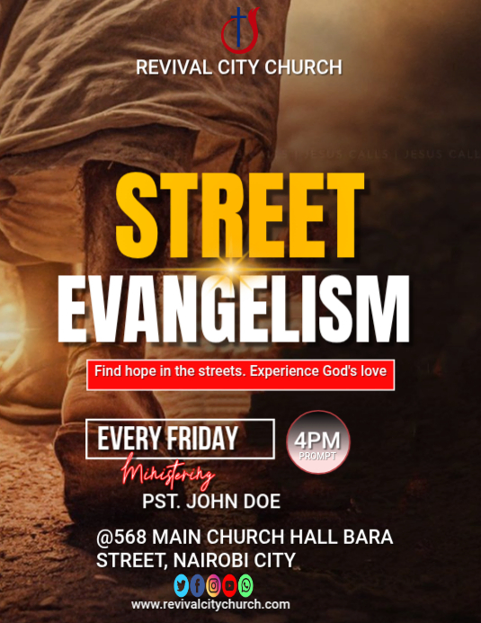 Brown Street Evangelism Event Flyer Template | PosterMyWall