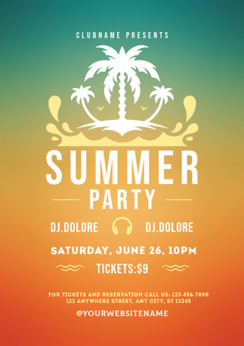 Brown Summer Party A4 Template | PosterMyWall