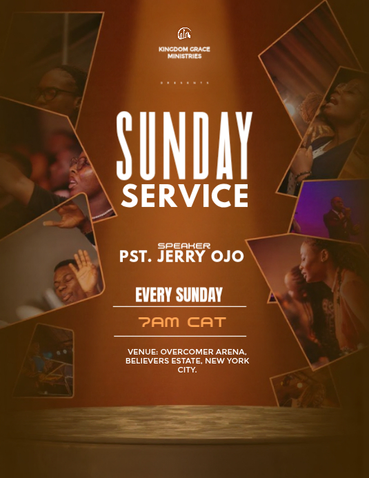 Brown Sunday Church Service Flyer Template | PosterMyWall