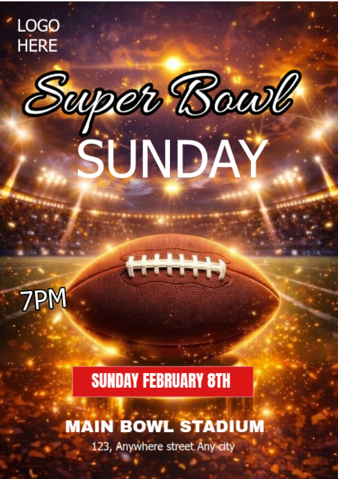 Brown Super Bowl Event A3 Template | PosterMyWall