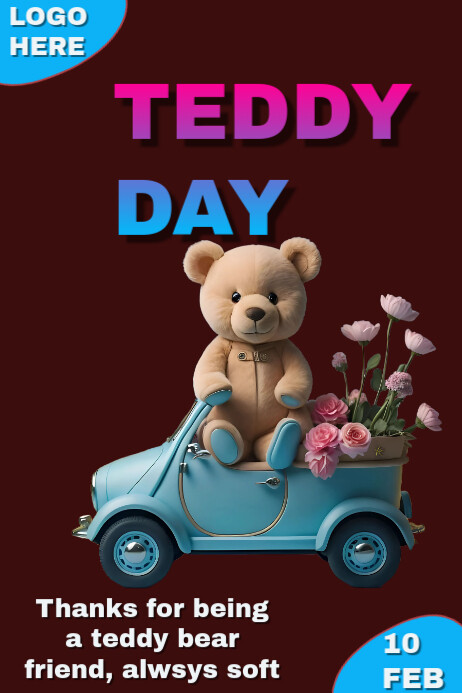 Brown Teddy Day Poster Template | PosterMyWall