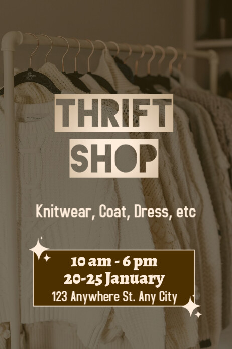 Brown Thrift Store Poster Template | PosterMyWall