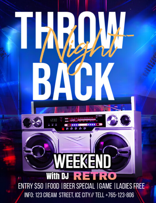 Brown Throw Back Night Party Flyer (us Letter) Template | PosterMyWall