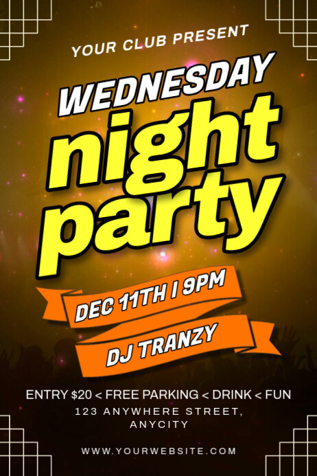 Copy of Brown Tipografi Wednesday Night Party Poster | PosterMyWall