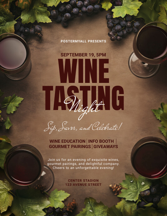 Brown Top view 3d Wine Tasting Flyer (us Lett | PosterMyWall