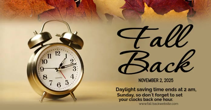 Copy of Brown Typographic Fall Back Facebook Shared Image | PosterMyWall