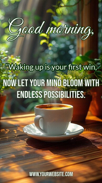 Brown Typographic Good Morning Digital Display (9:16) Template ...