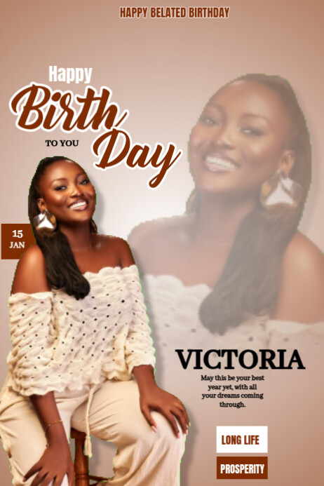 Copy of Brown Typographic Happy Birthday Designs Poster | PosterMyWall