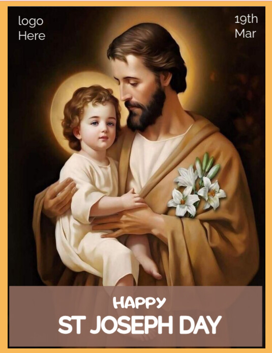 Plantilla de Brown Typographic Happy St Joseph Day Design Flyer (us ...