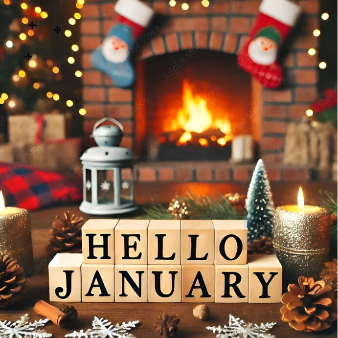 Brown Typographic Hello January Instagram Post Template | PosterMyWall