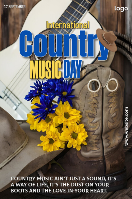 Brown Typographic International Country Music Template | PosterMyWall