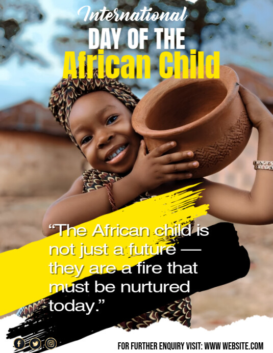 Brown Typographic International Day Of The African Child Flyer (us ...