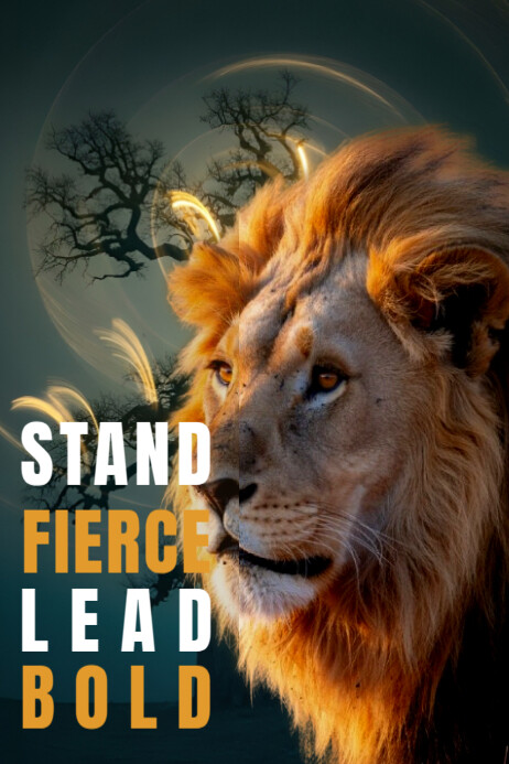 Modèle Brown Typographic Lion Leadership Motivation Poster/wall Art ...