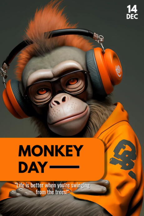 Copy of Brown Typographic Monkey Day Poster | PosterMyWall