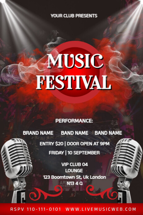 Brown Typographic Music Festival Poster Template | PosterMyWall