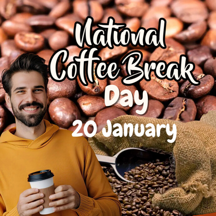 Brown Typographic National Coffee Break Day Instagram Post Template ...