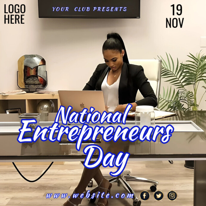 Brown Typographic National Entrepreneurs Day Instagram Post Template ...