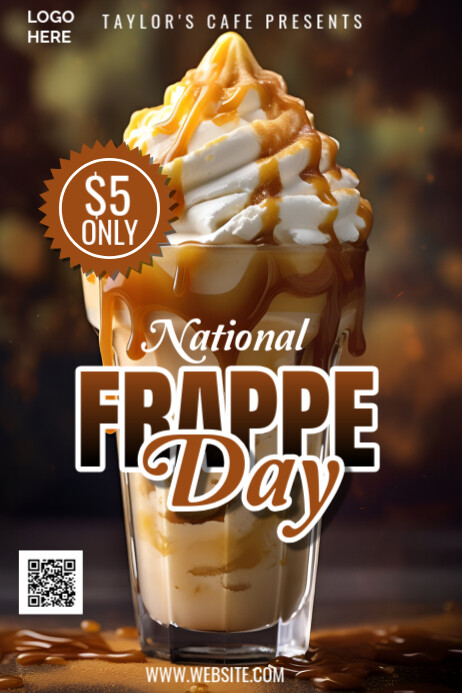 Copy of Brown Typographic National Frappe Day Poster | PosterMyWall